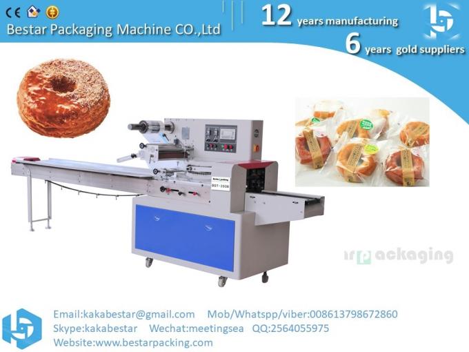 Stainless steel packing machine, Boston cream doughnut, bread packing ...